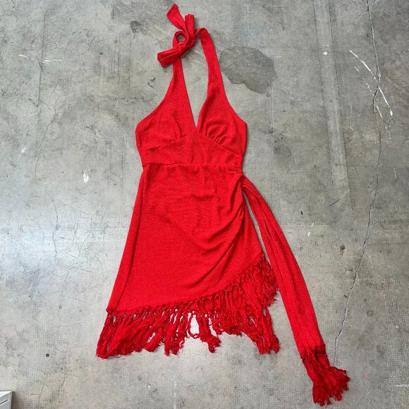 Dresses | Red Halter Dress W Detail | Poshmark